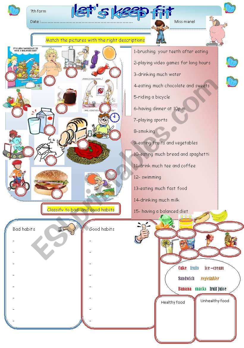 let´s keep fit - ESL worksheet by miss manal