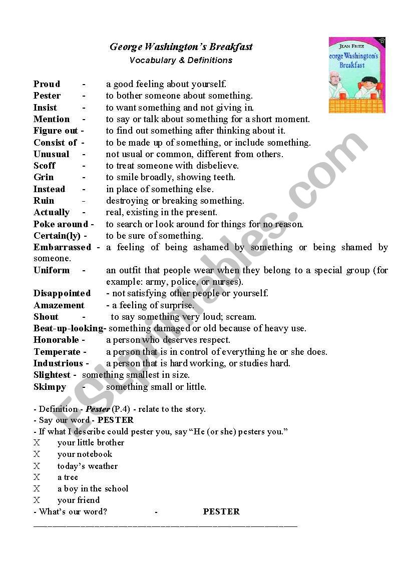 George Washington´s Breakfast - ESL worksheet by belfer
