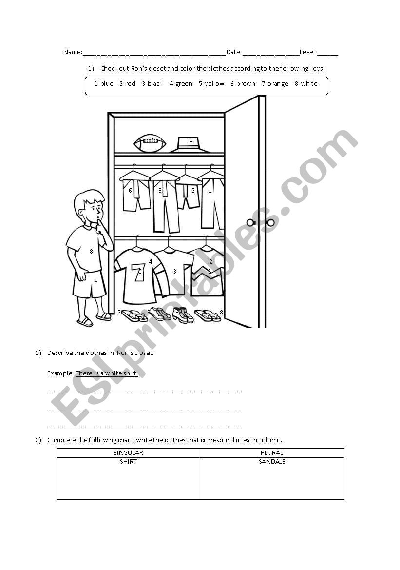 Ron´s closet - ESL worksheet by a-Maya