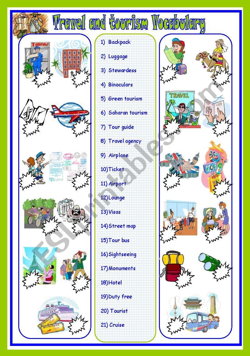 Travel And Tourism Vocab ESL Worksheet By Sassouki