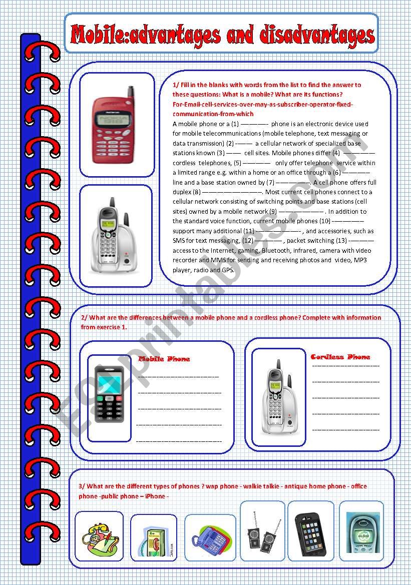 Advantages And Disadvantages Of The Mobile Phone Esl Worksheet By Hedia 9114