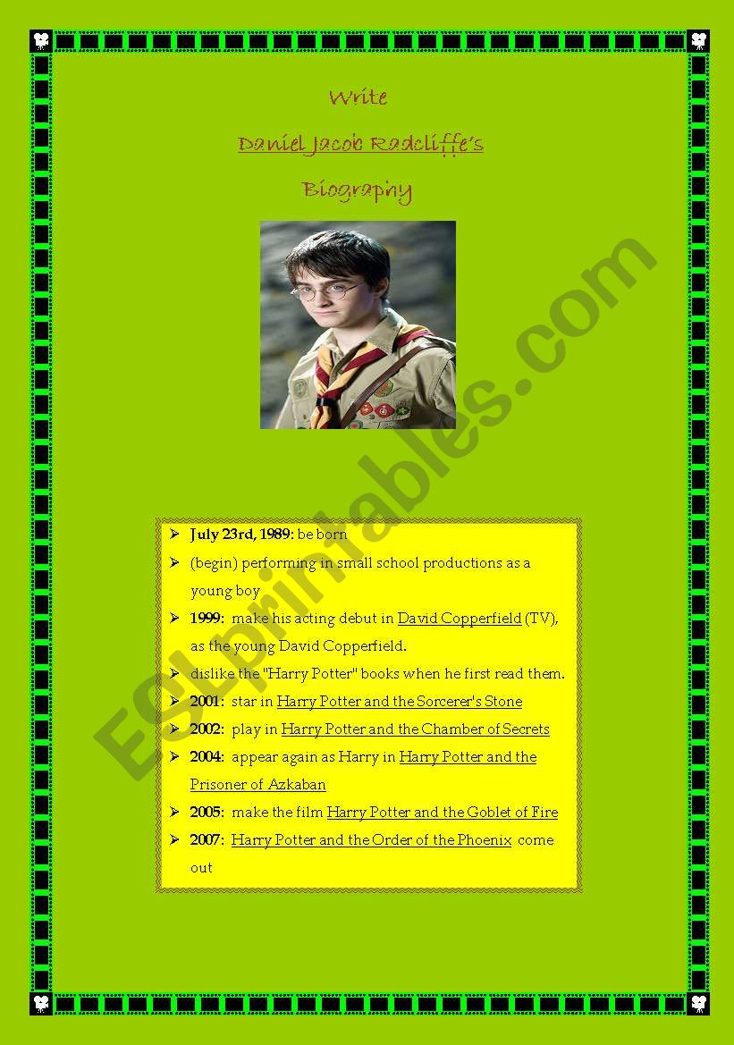Harry Potter´s Biography - ESL worksheet by athink