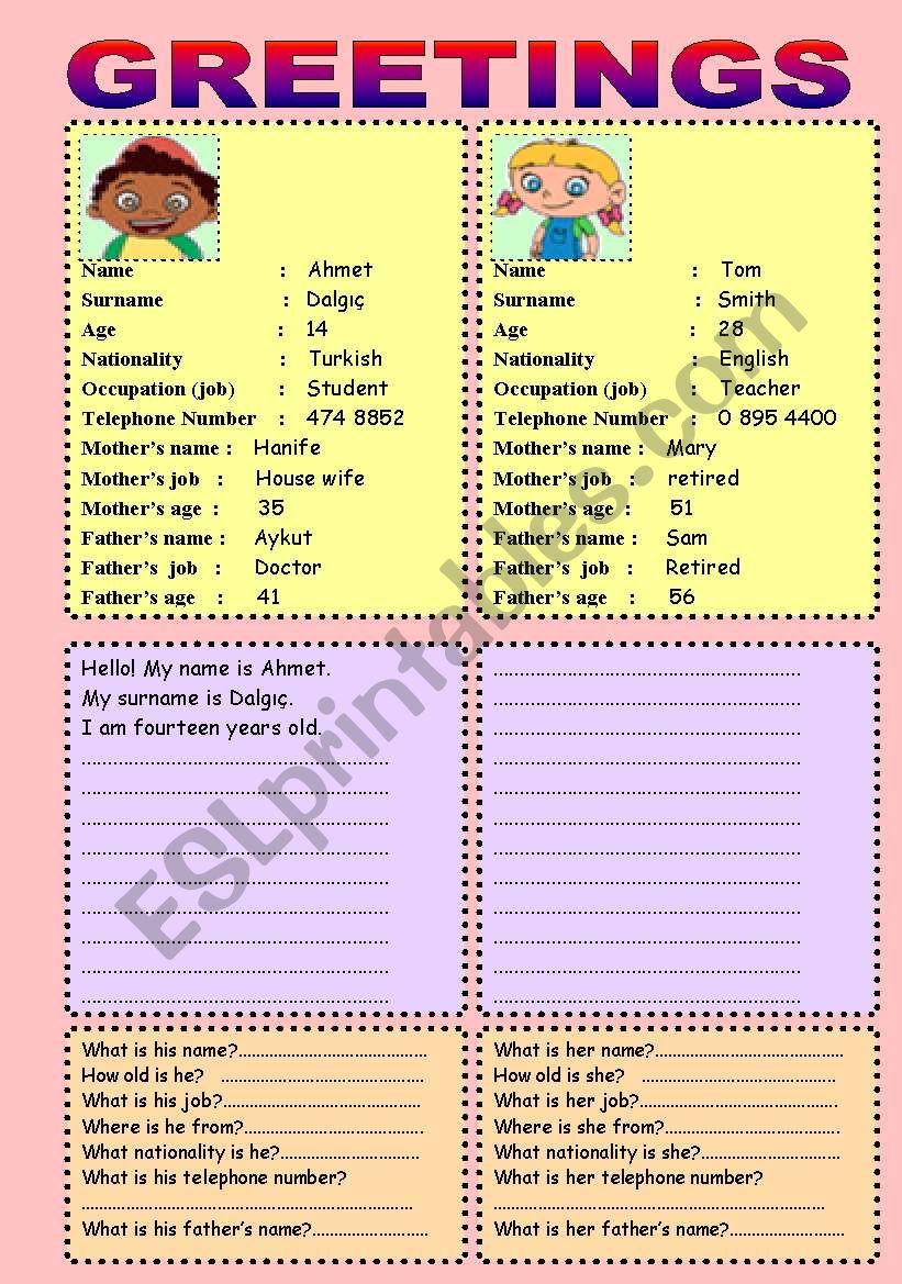 Introducing Yourself ESL Worksheet By Victoryturk1