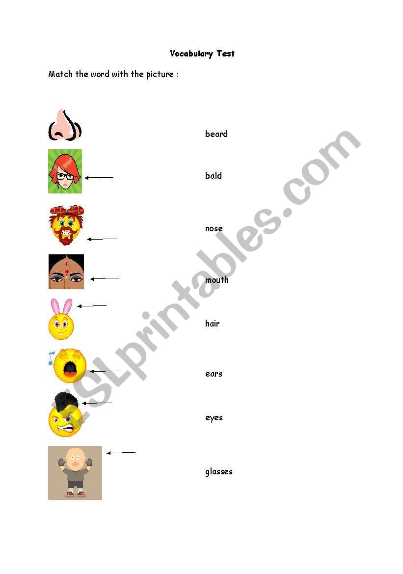 English worksheets: Vocabulary - Describing a person´s face