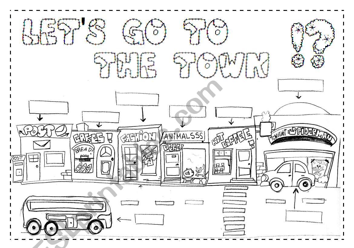 let´s go to the town - ESL worksheet by INETA