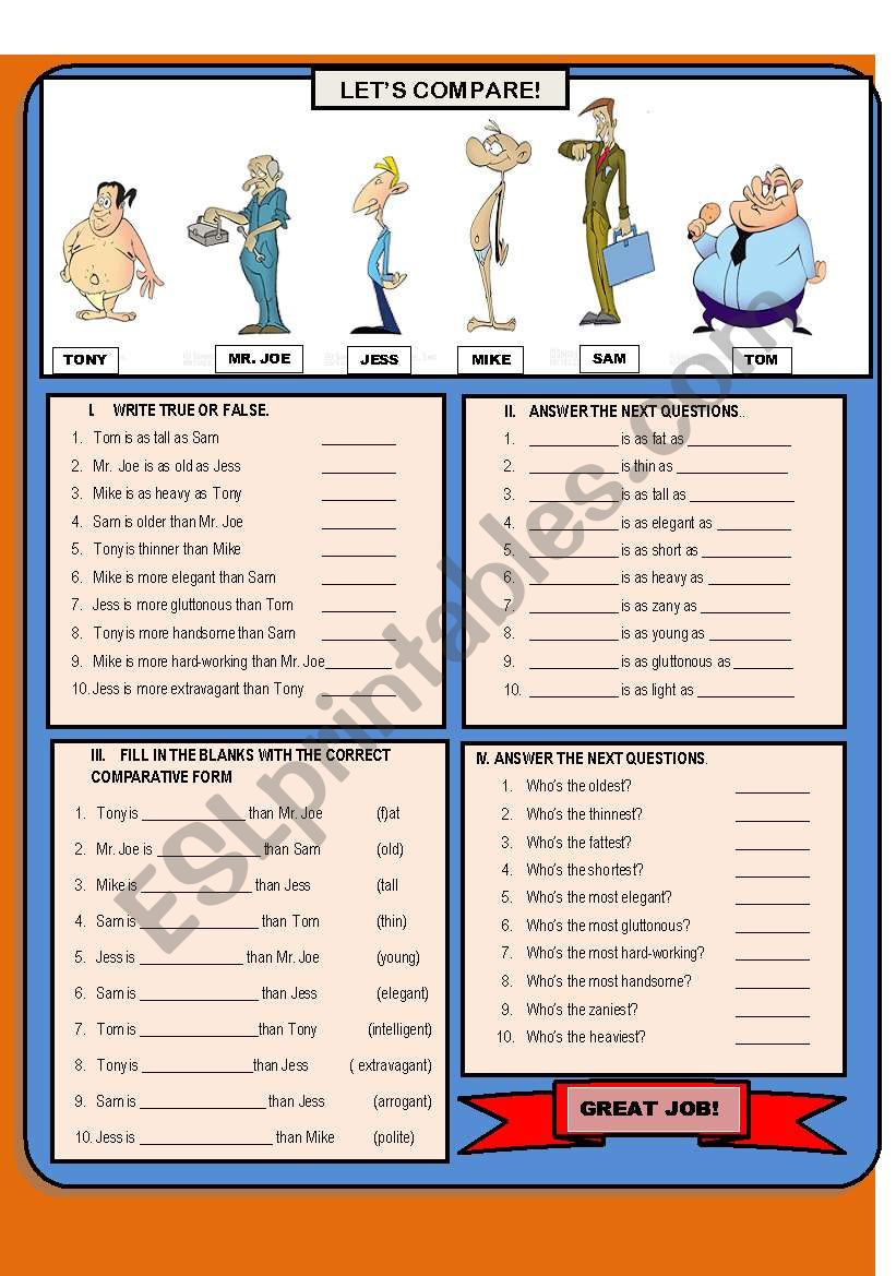 LET´S COMPARE! - ESL worksheet by pete