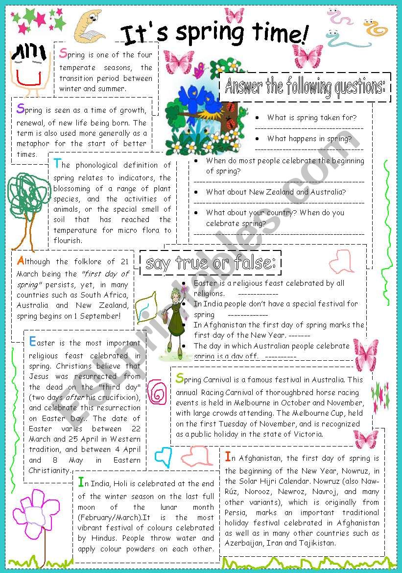 It´s Spring time! - ESL worksheet by Mouna mch