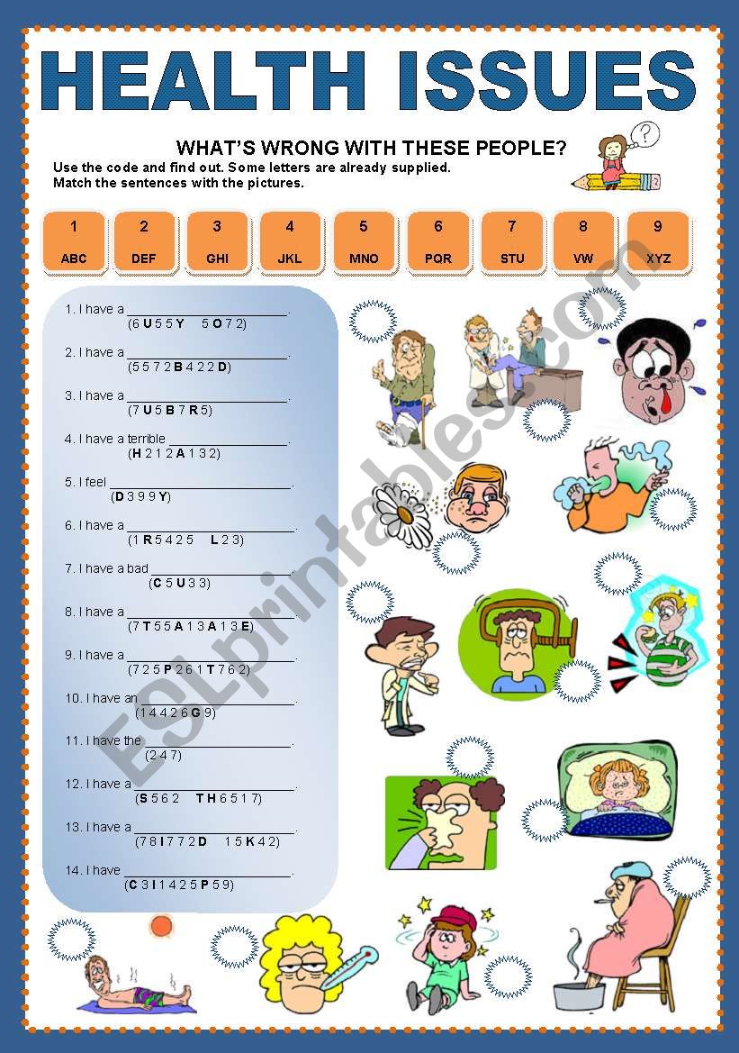 Health Problems Worksheets
