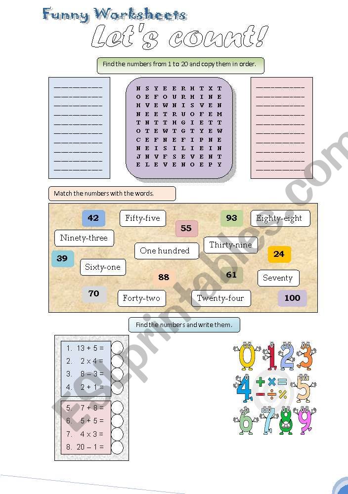 LET´S COUNT - ESL worksheet by 220680