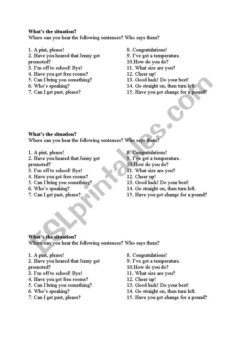What´s the situation? - ESL worksheet by sumszilv