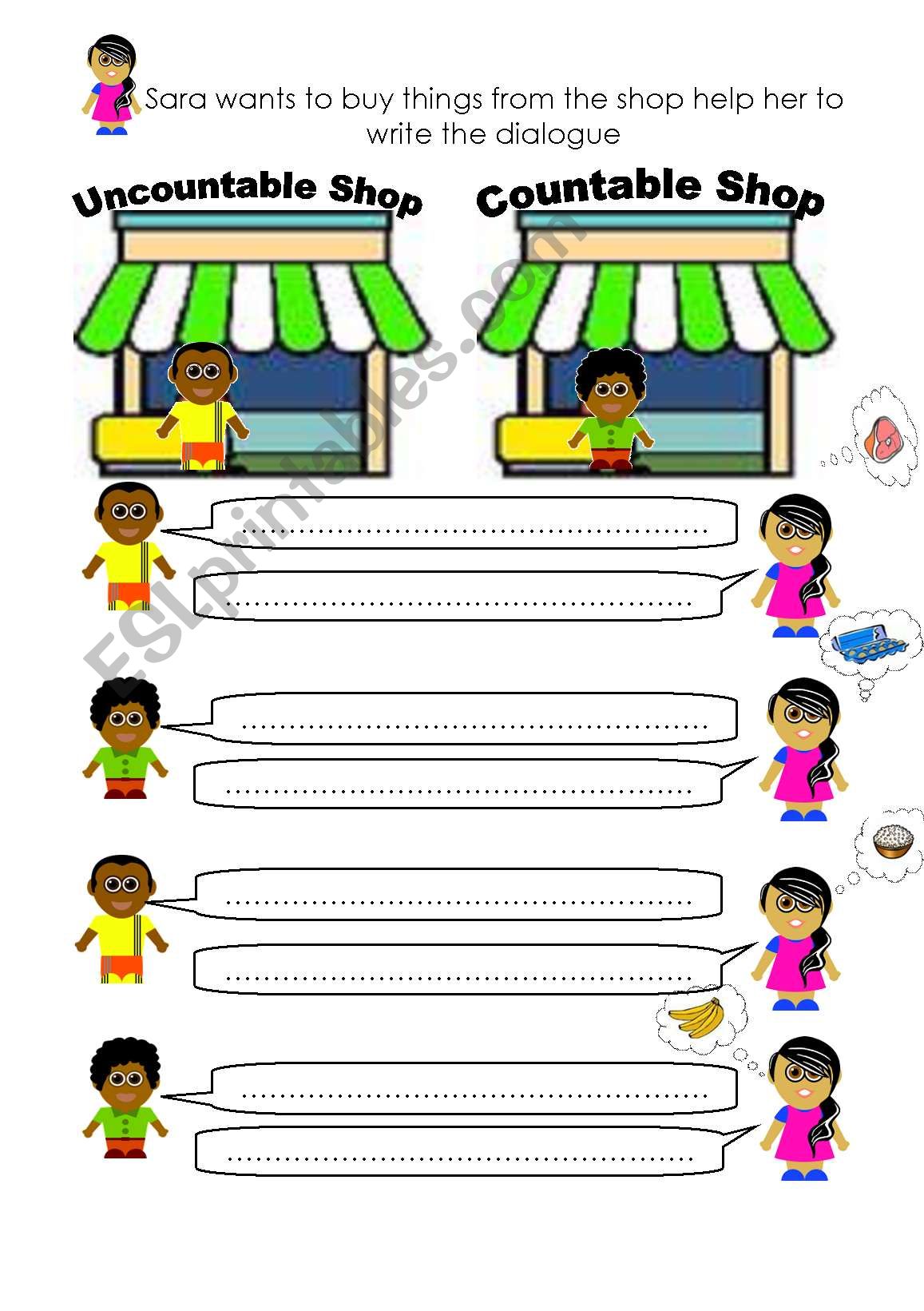 Writing Dialogue Using How Much How Many ESL Worksheet By Noora