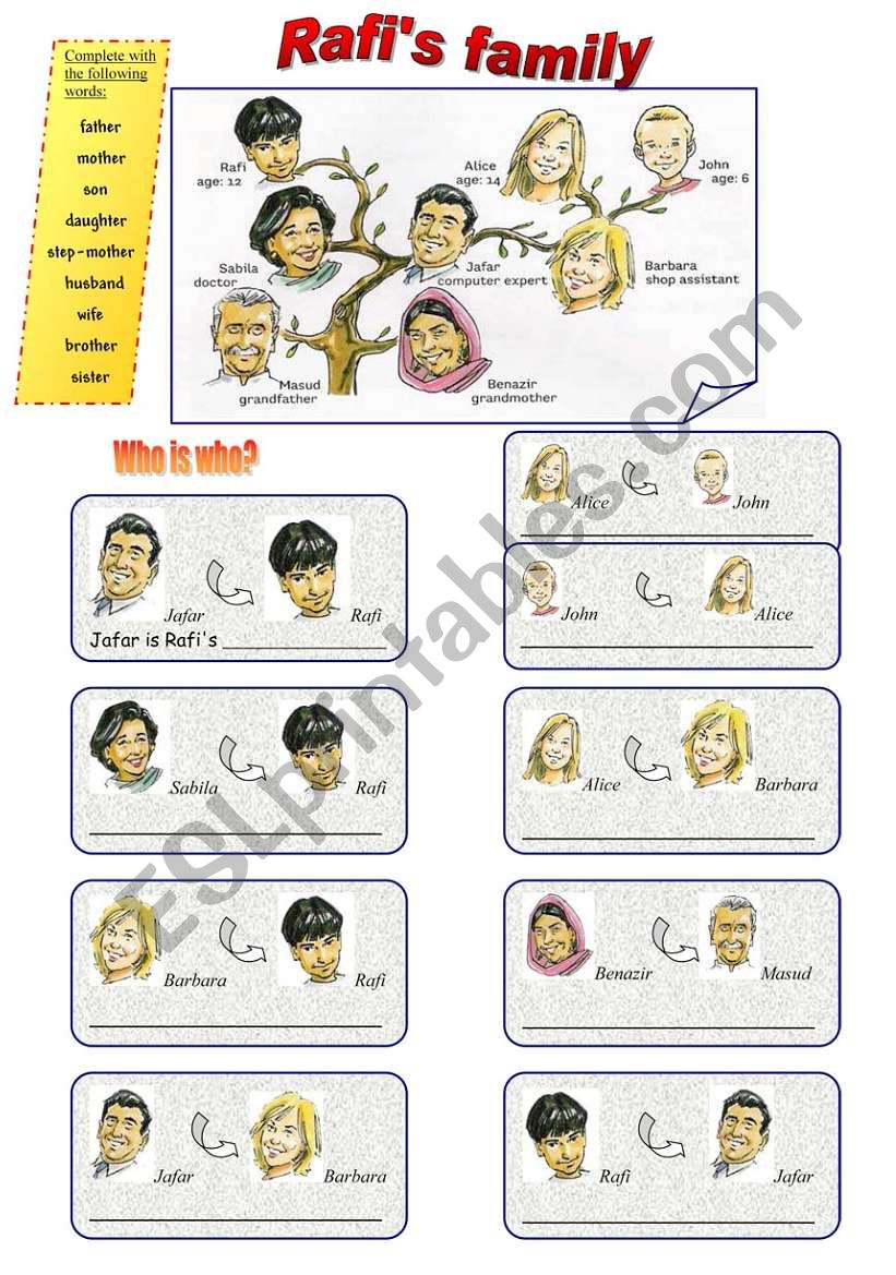 Rafi´s family tree - ESL worksheet by ptepuce