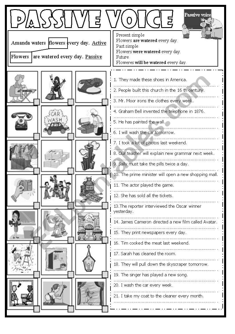Active Vs Passive Voice Worksheet High School ESL Passive Voice
