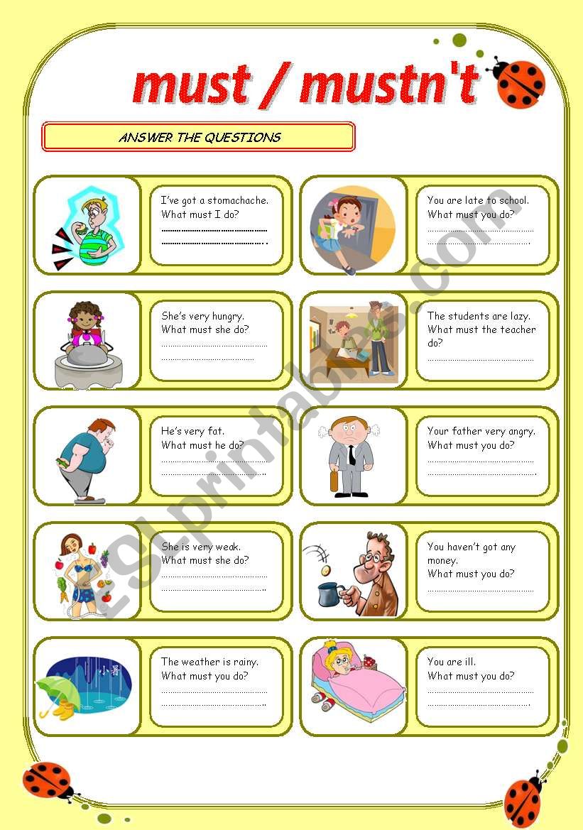 must mustn´t 2 - ESL worksheet by elam