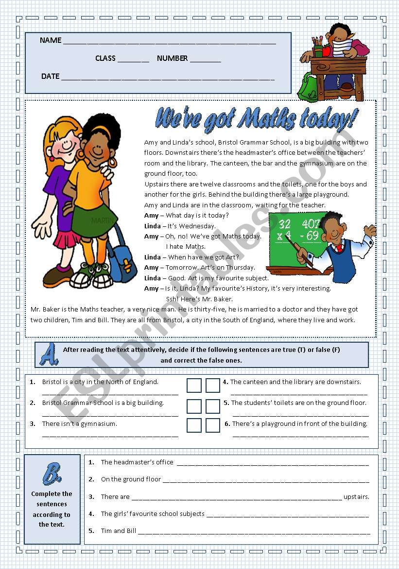 WE´VE GOT MATHS TODAY! - ESL worksheet by mariaolimpia