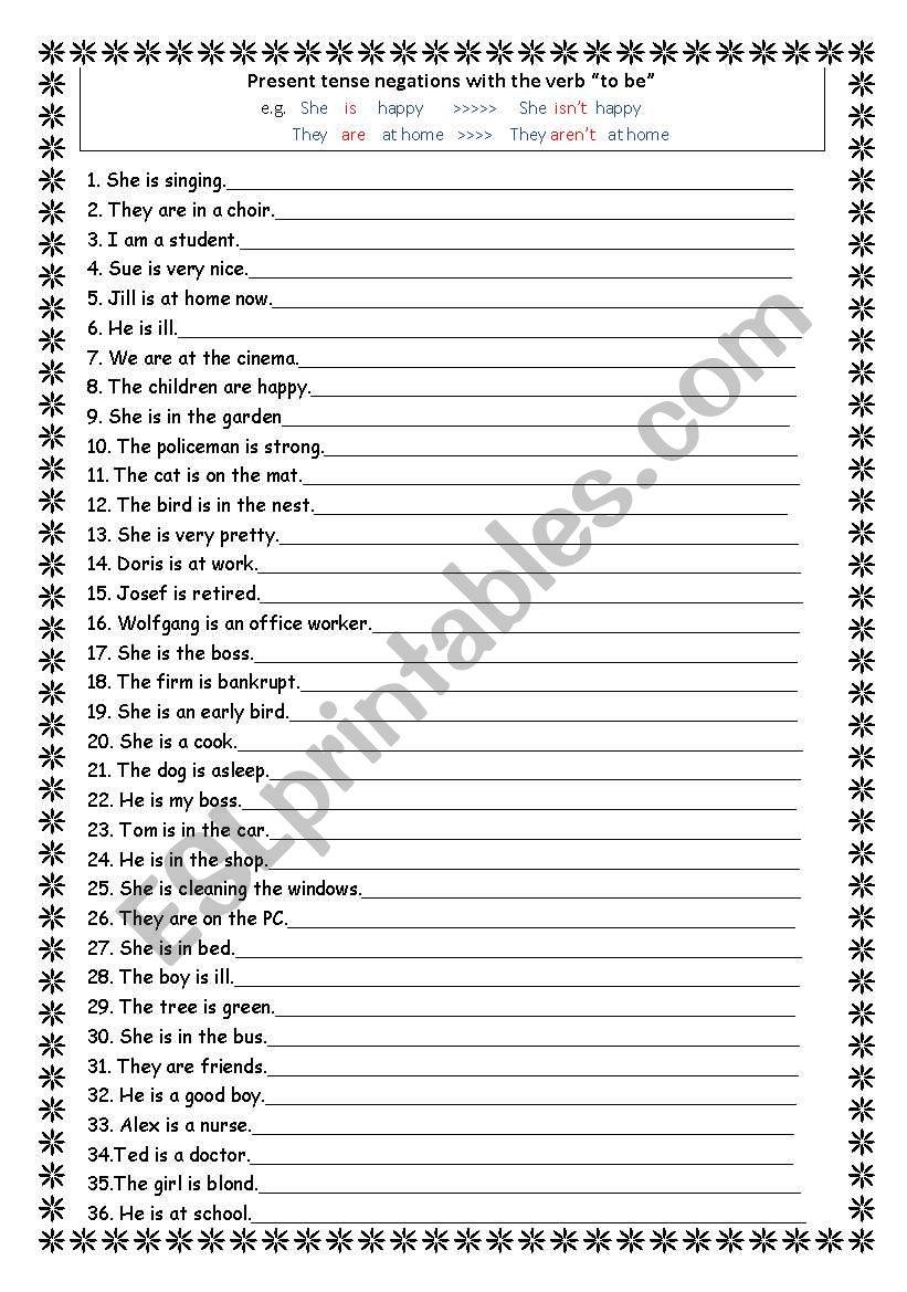 Present simple negations: isn´t ; doesn´t (write) - ESL worksheet by ...