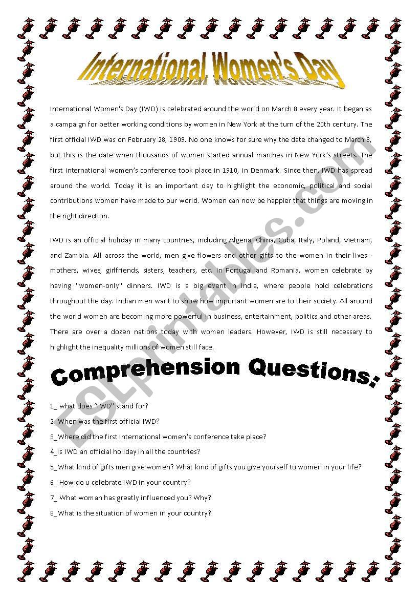 International Women´s Day - ESL worksheet by englishbookworm1