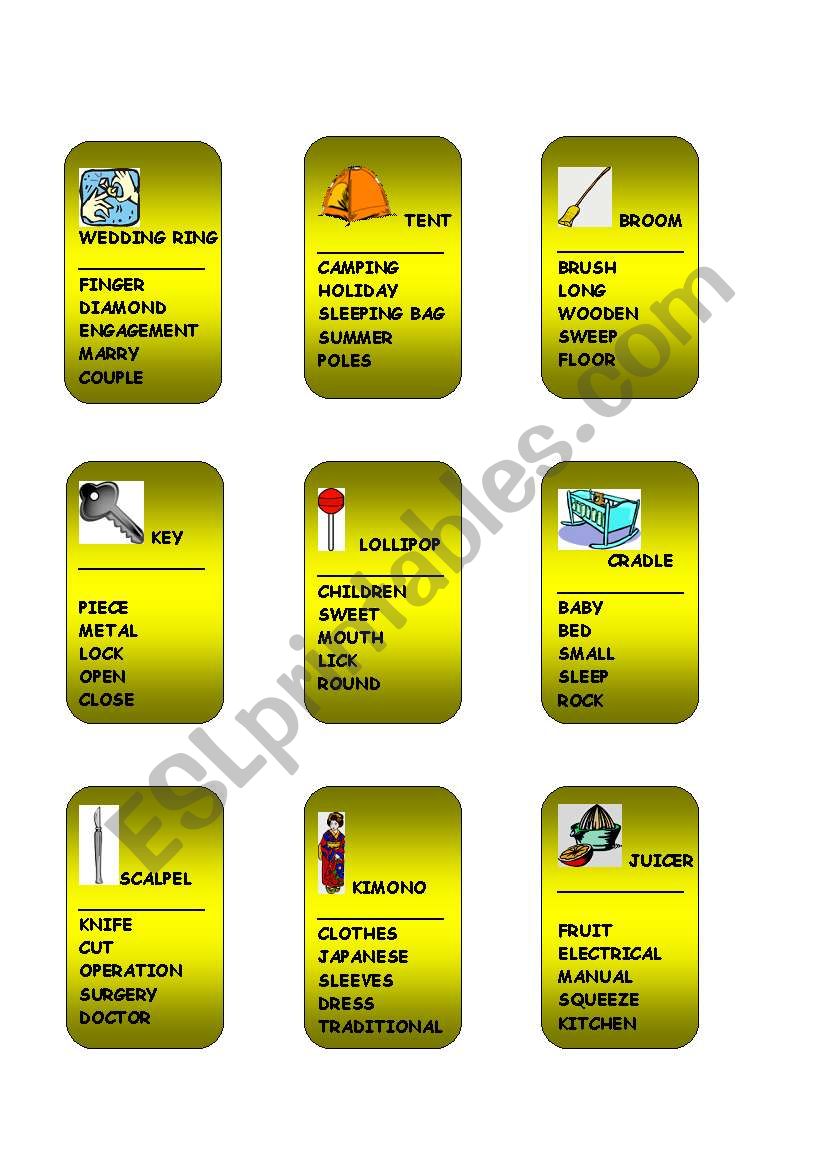 Game: "Don´t Say That Word!!" doc5. Practising definitions, synonyms ...