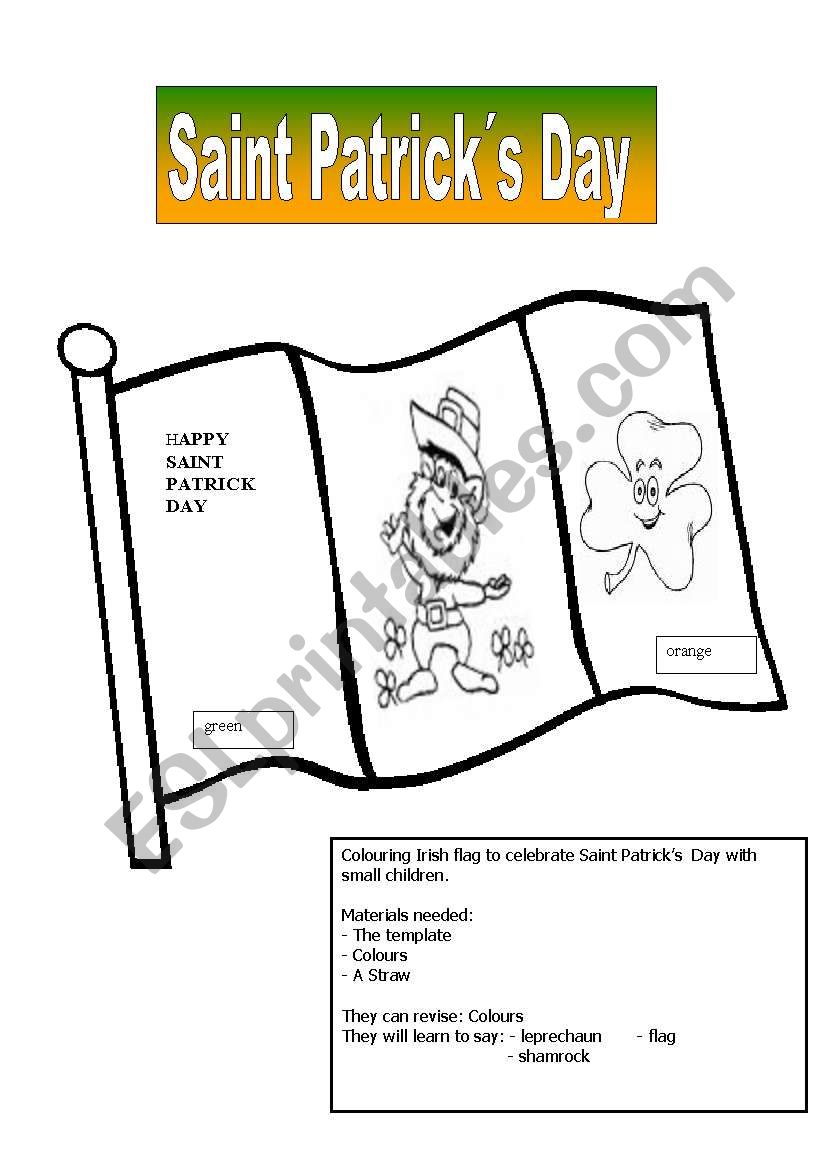 Irish flag to celebrate Saint Patrick´s Day - ESL worksheet by merywell