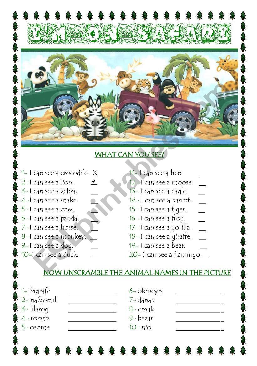 I´M ON SAFARI! - ESL worksheet by rose95