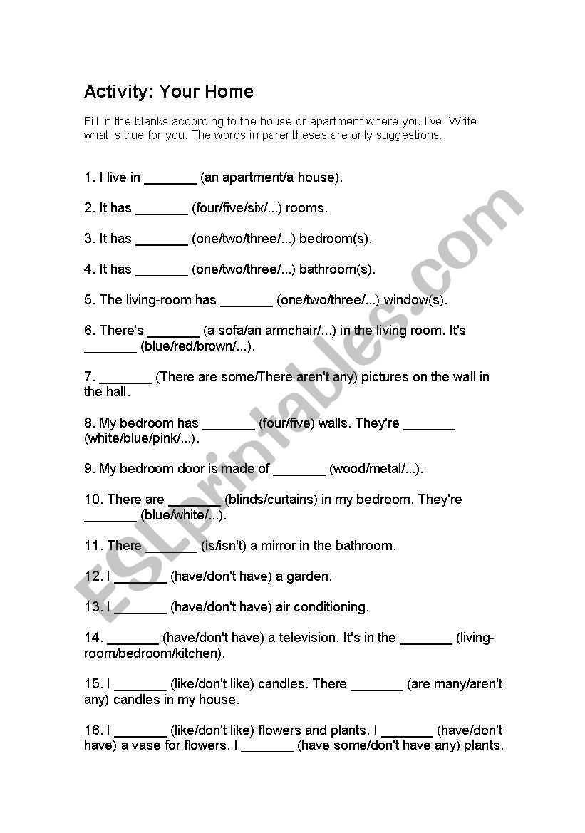 Write A Composition About Your House ESL Worksheet By Myrinda26