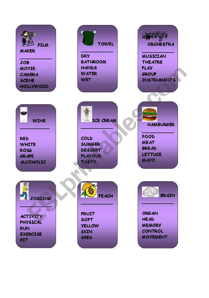 Game:"Don´t Say That Word!!" doc9. Practising definitions, synonyms and ...
