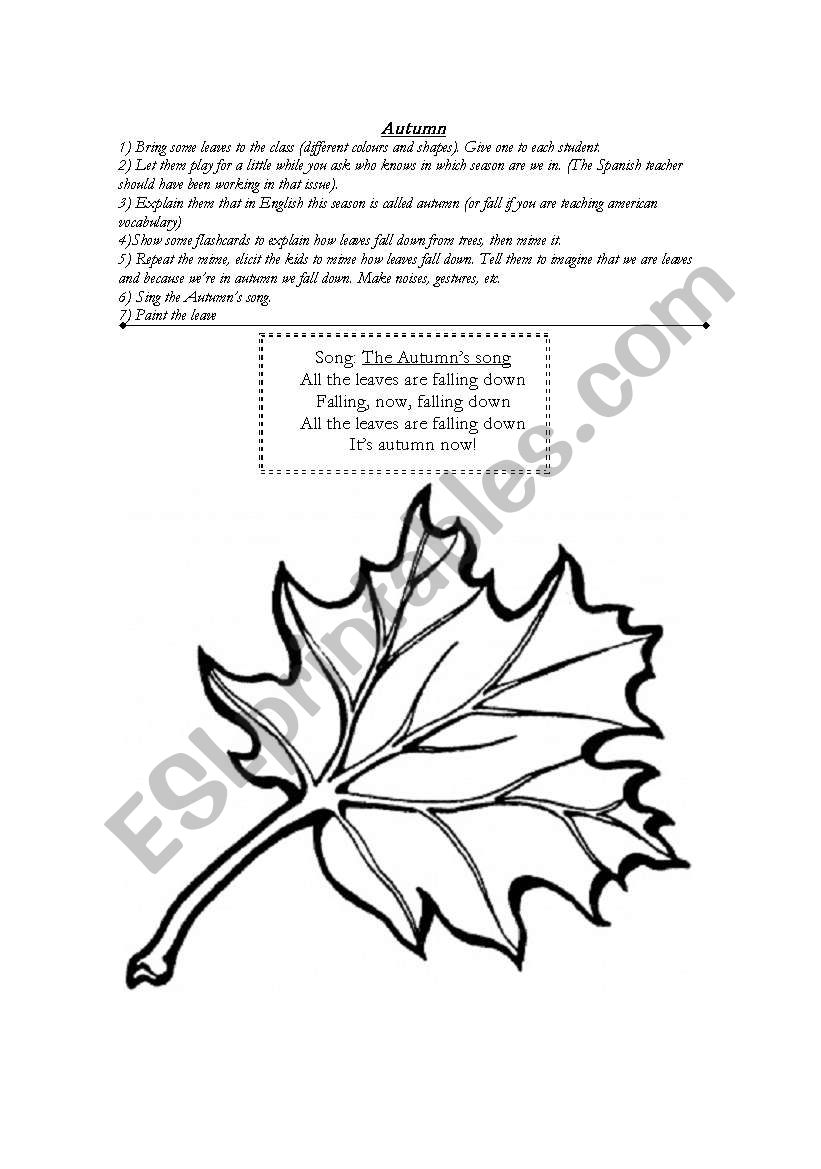 English worksheets: A WORKSHET TO TEACH CHILDREN WHAT´S Autumn/fall
