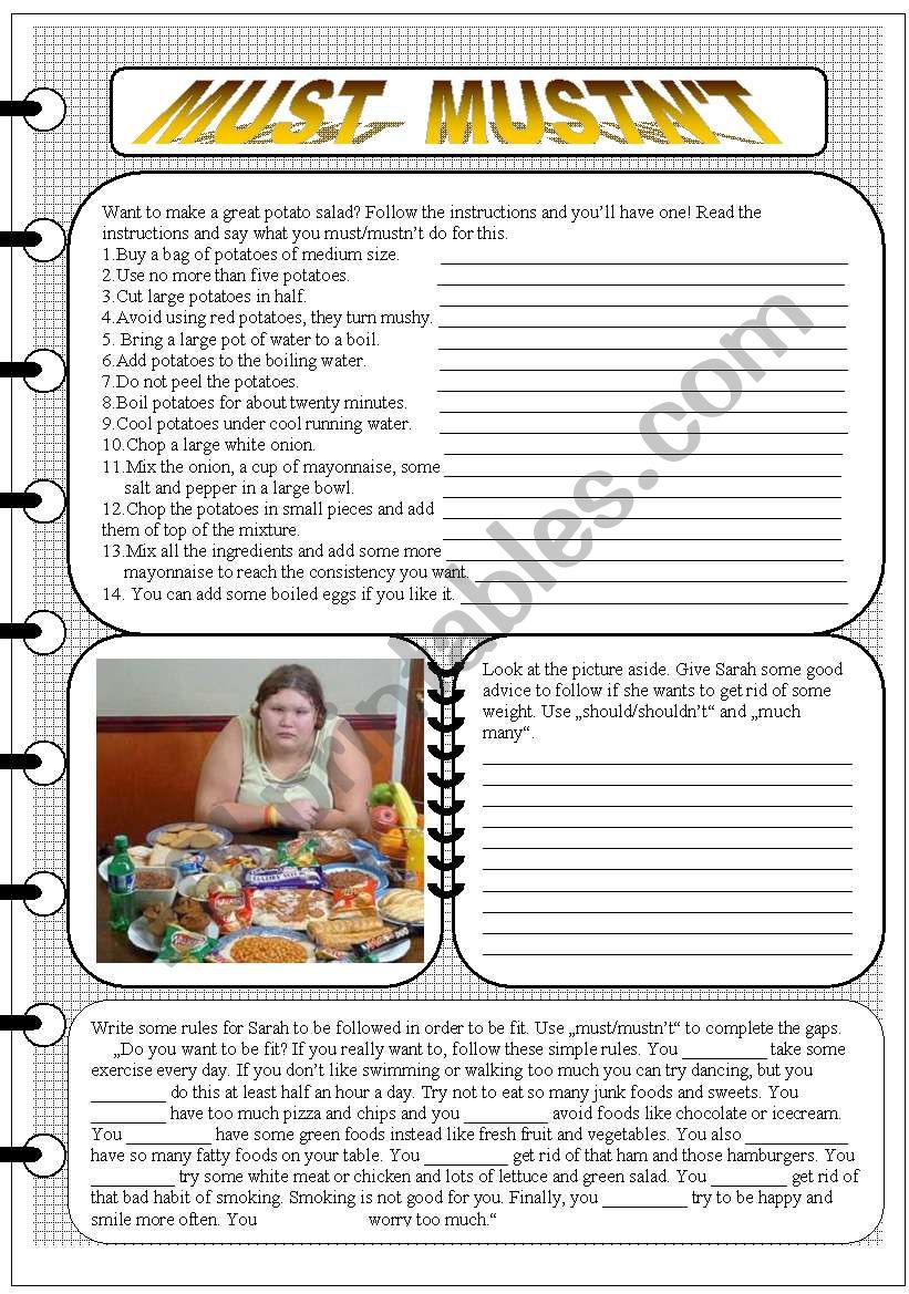 Must and mustn´t - ESL worksheet by whitesnow
