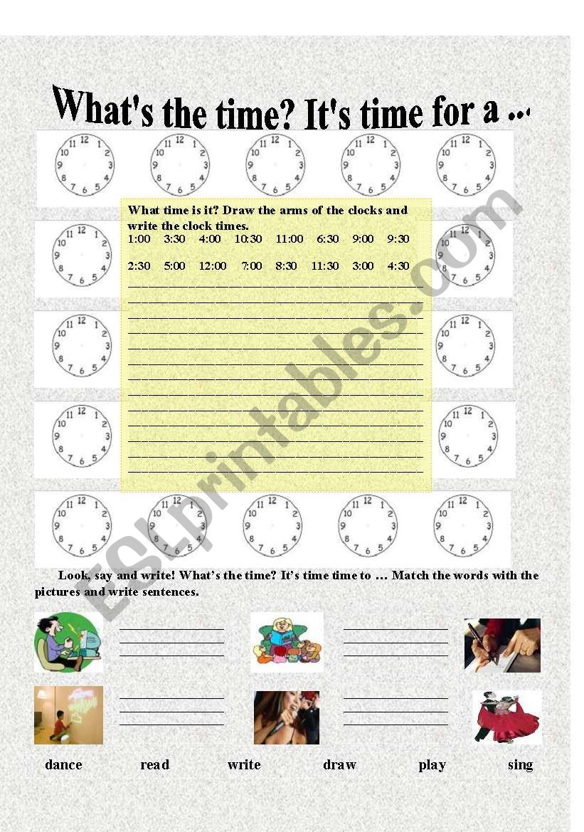 English worksheets: It´s time for ...