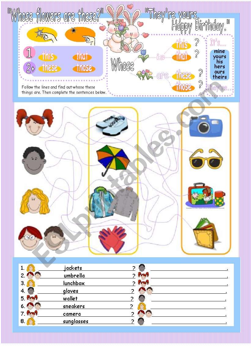 Whose... (s) is/are this/that/these/those? It´s/They´re (mine). - ESL ...