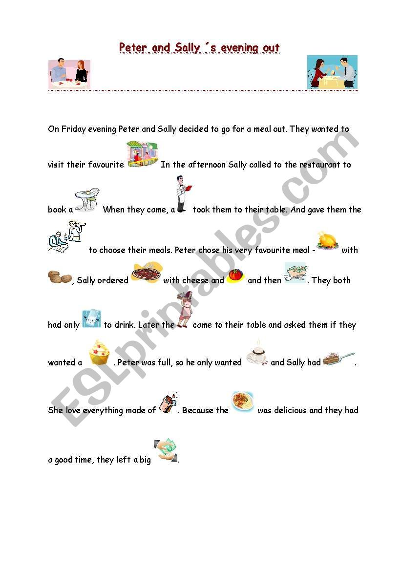 Peter and Sally´s evening out - ESL worksheet by matejka5