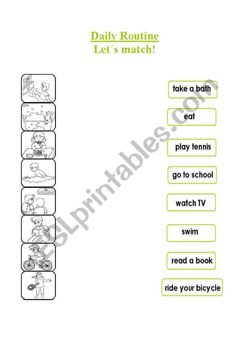 Daily routines! Let´s match! - ESL worksheet by rocio88