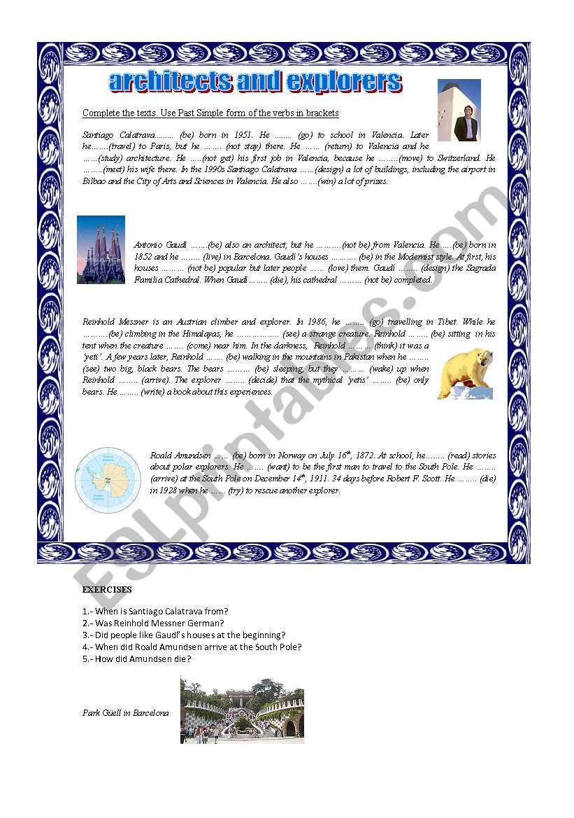 Past Simple:people´s lives - ESL worksheet by mariaah