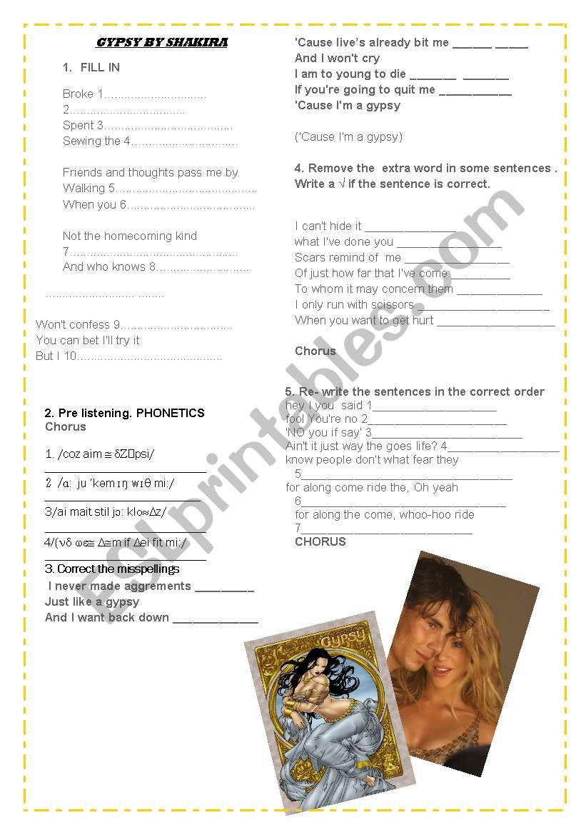 IÂ´M A GYPSY - ESL worksheet by macanolo