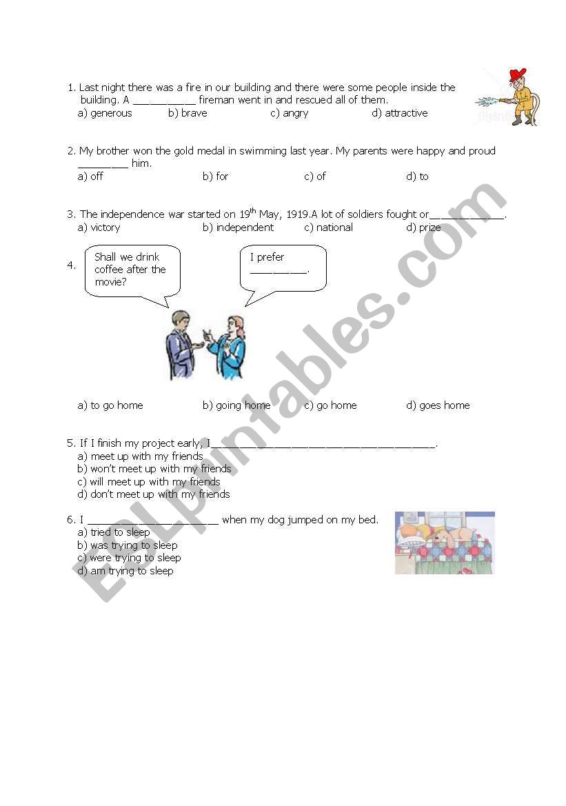 English worksheets: 8th grade Revision test ´My English´ 20 quest.