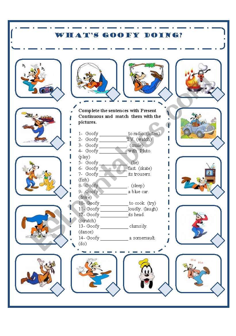 WHATÂ´S GOOFY DOING? PRESENT CONTINUOUS - AFFIRMATIVE FORM - ESL ...