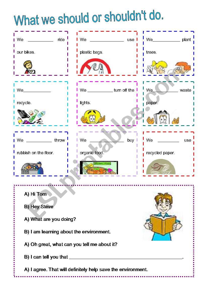 the environment- should and shouldn´t - ESL worksheet by jenna24 the environment- should and shouldn´t - ESL worksheet by jenna24