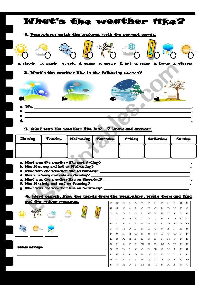 What´s the weather like? - ESL worksheet by Akanah