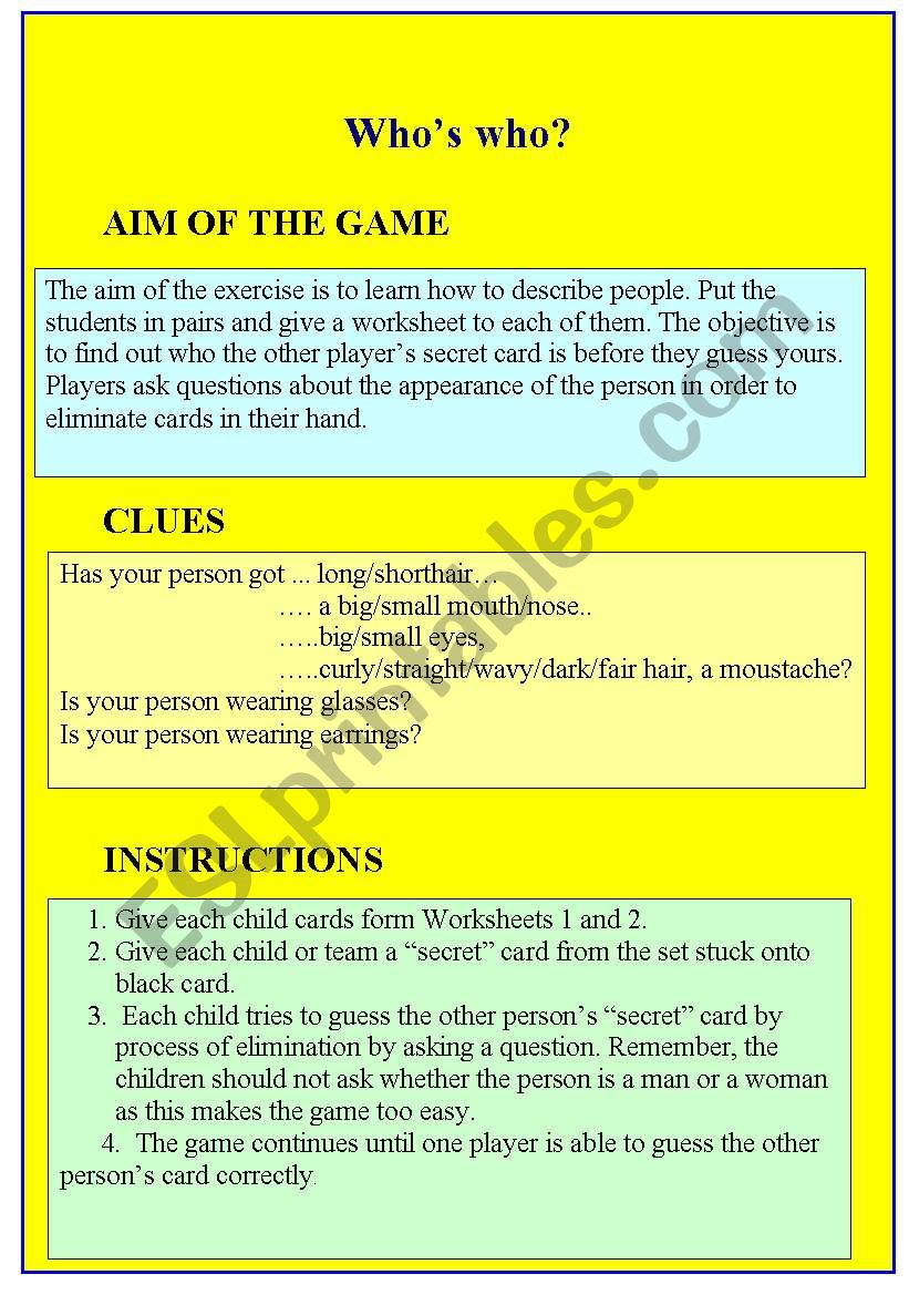 English worksheets: who´ who