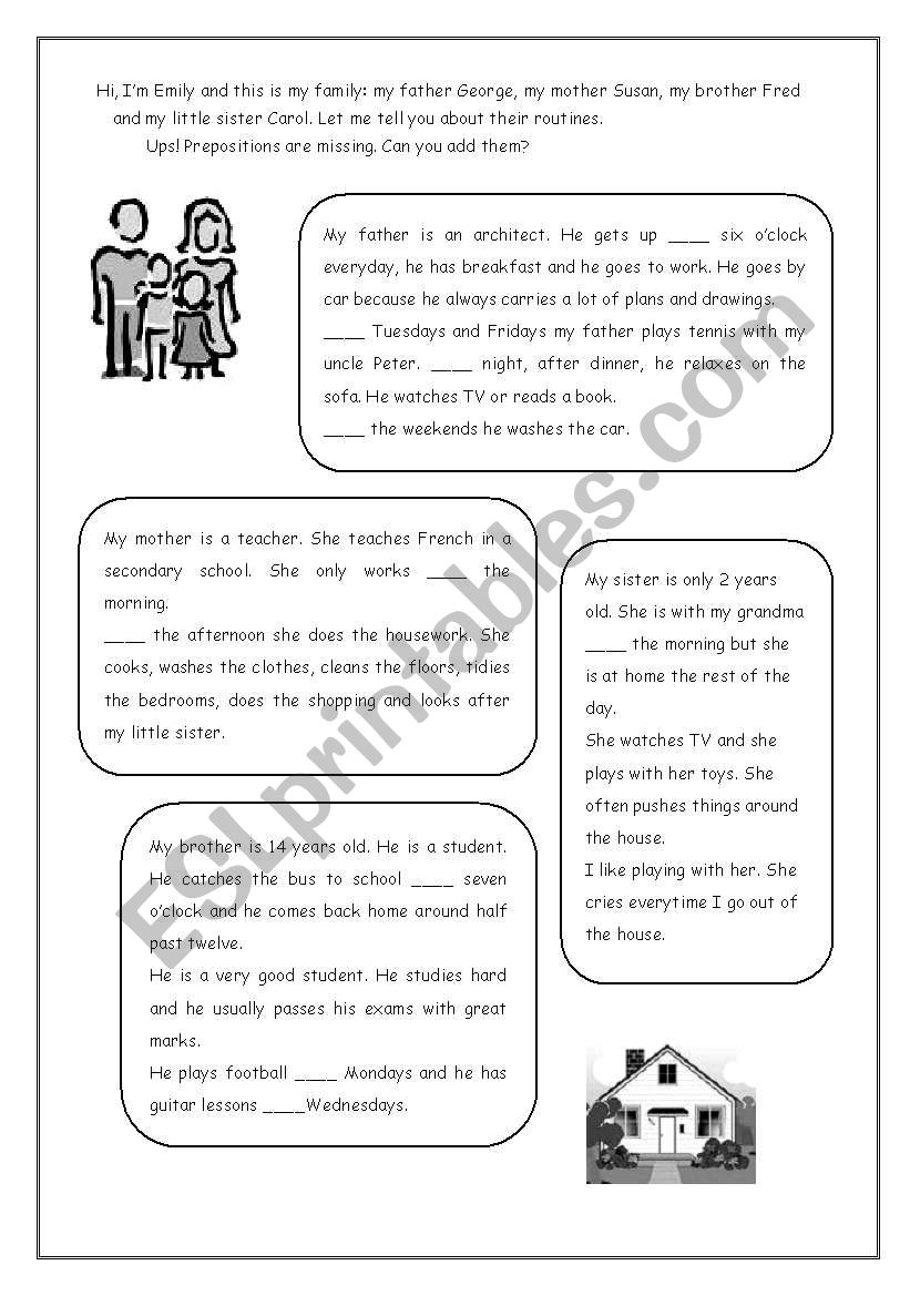 My family´s routine - ESL worksheet by Chilvis
