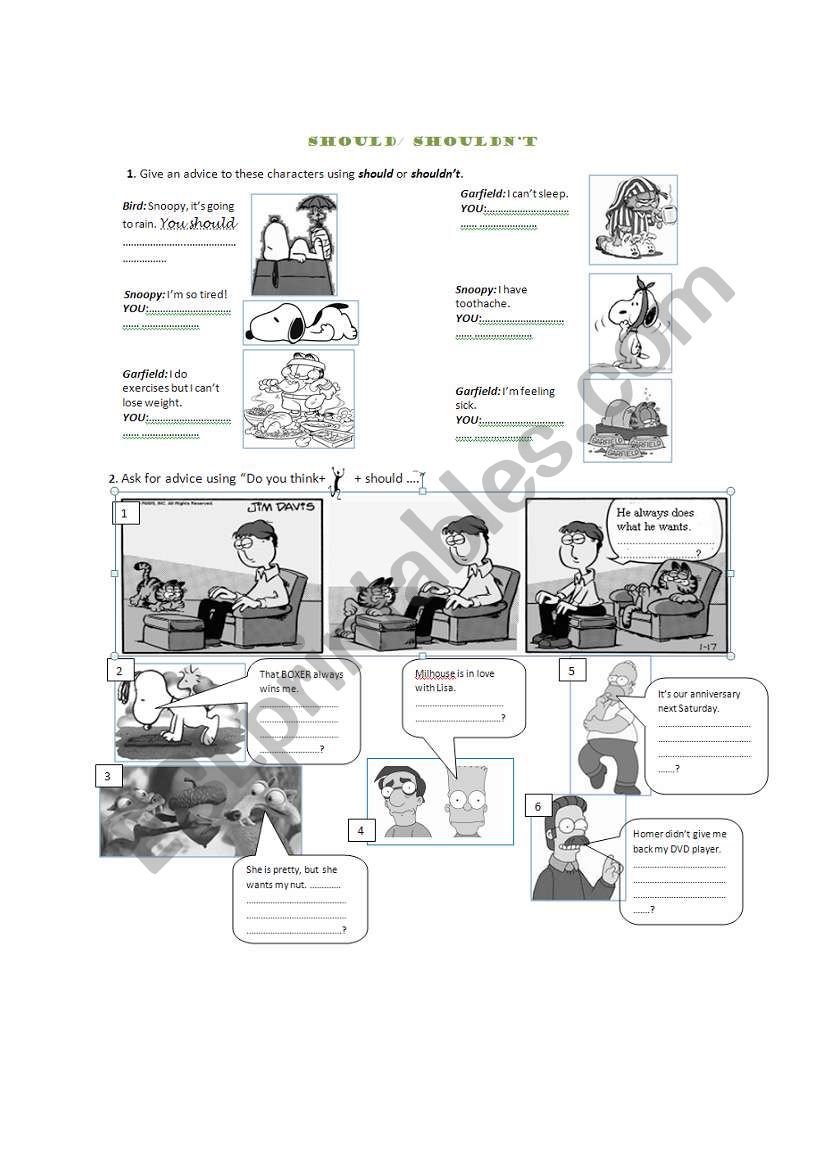 Should/Shouldn´t - ESL worksheet by Regy