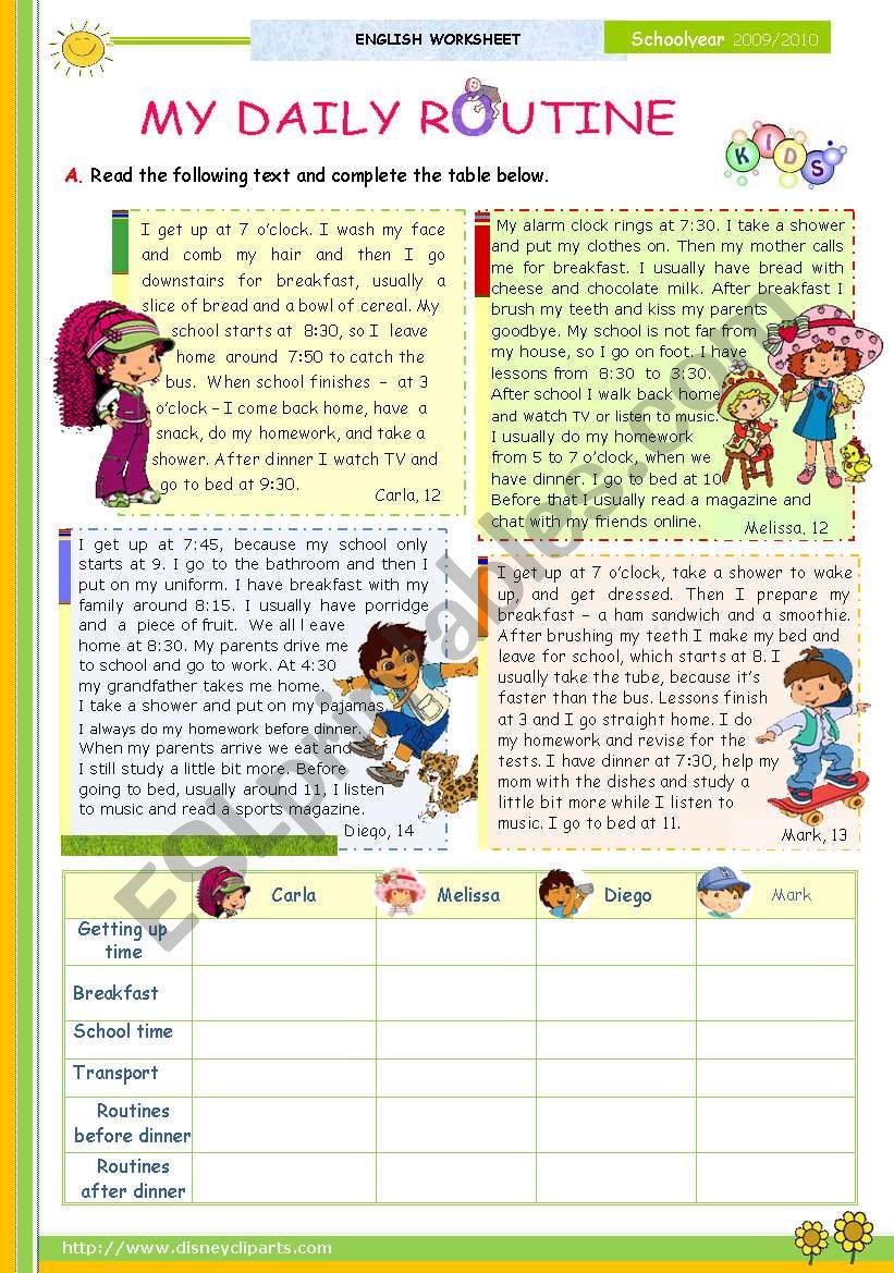  My Daily Routine The 1st 45 minute lesson of 2 Reading Leading