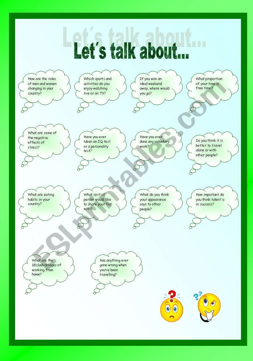 Let´s talk about...(2) - ESL worksheet by matejka5