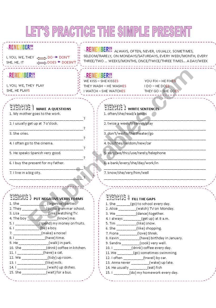 Let´s practice the simple present - ESL worksheet by Marta_d