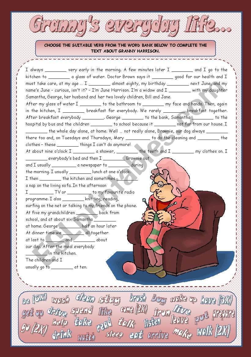 GRANNY´S EVERYDAY LIFE... - ESL worksheet by mariaolimpia