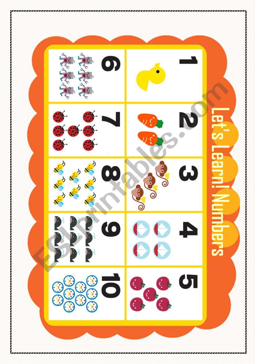 LET´S LEARN NUMBER1 - ESL worksheet by NOOR963
