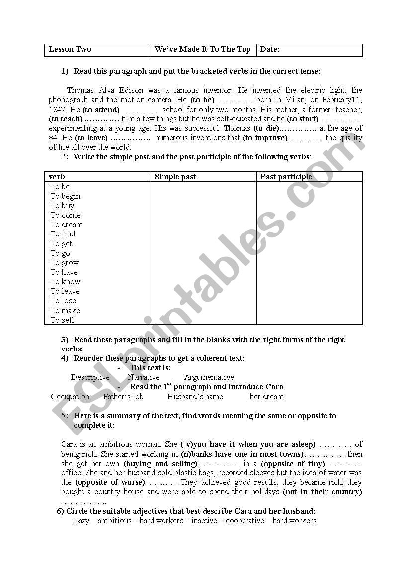 We´ ve made it to the top - ESL worksheet by feiza