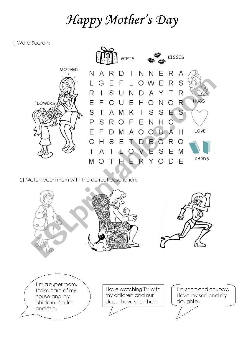 Mother´s Day Activity - ESL worksheet by Natália Barroso