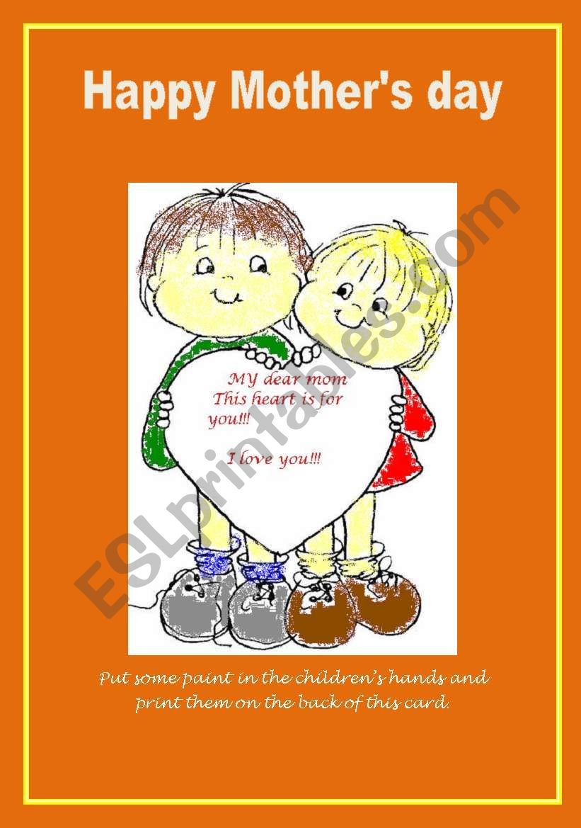 Mother´s Day card - ESL worksheet by Teacher Patty