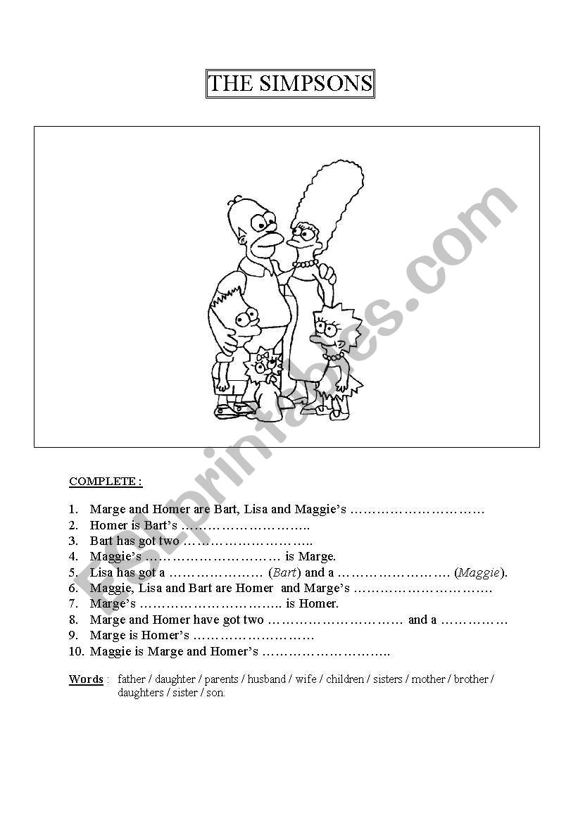 The Simpsons´family:exercise - ESL worksheet by delph